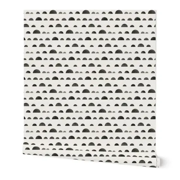 Spoonflower Mod Pebbles In A Row Monochrome 100% Natural Sisal Grasscloth Wallcovering