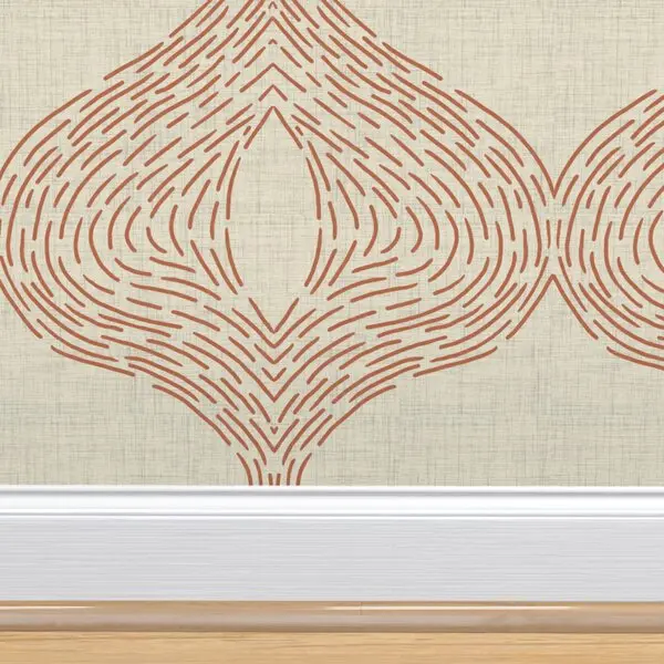 Spoonflower Breath Trellis Orange 100% Natural Sisal Grasscloth Wallcovering