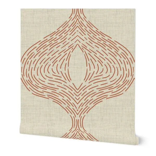 Spoonflower Breath Trellis Orange 100% Natural Sisal Grasscloth Wallcovering