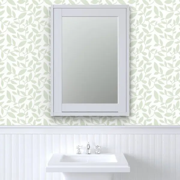 Spoonflower Botanical Leaves Traditional Wallpaper - Green