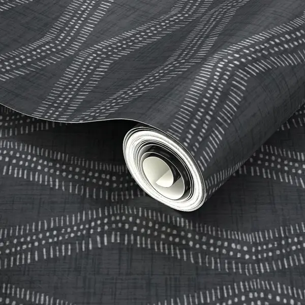 Spoonflower White Grey Decor Linen Bohemian Textured Rustic Wallpaper - Gray