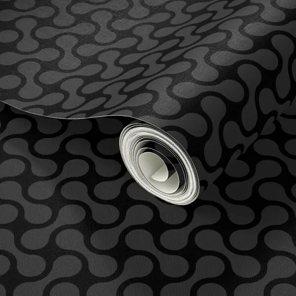 Spoonflower Circles Geometric Monochromatic Camouflage Traditional Wallpaper - Black