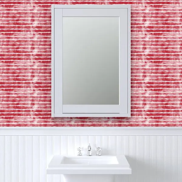 Spoonflower Distressed Dark Red Stripes Stripe Stars Modern Traditional Wallpaper - Pink,red