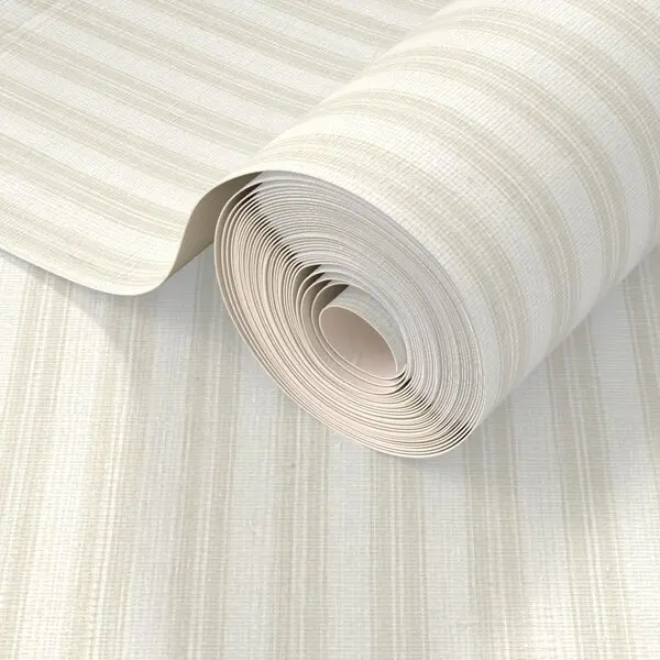 Spoonflower And Cream Anderson Stripe 100% Natural Sisal Grasscloth Wallcovering - White