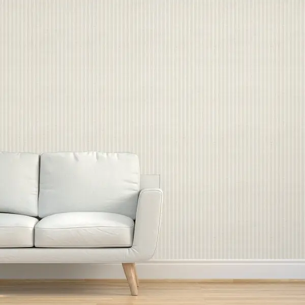Spoonflower And Cream Anderson Stripe 100% Natural Sisal Grasscloth Wallcovering - White