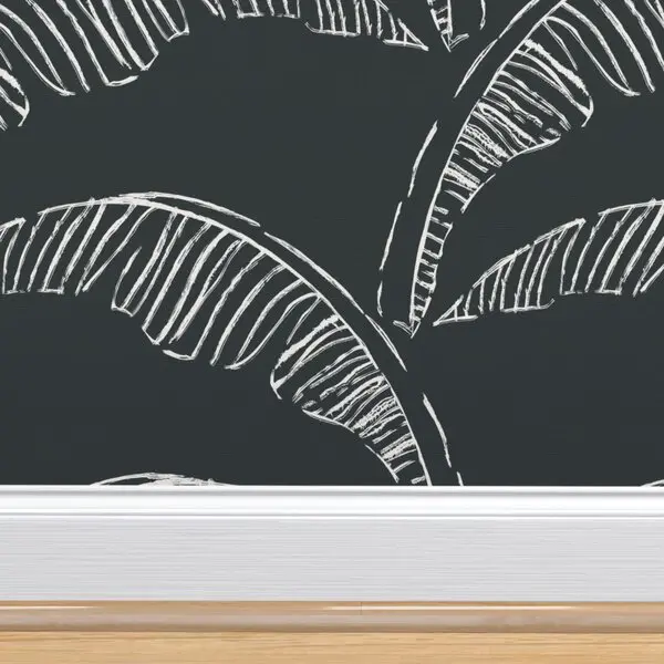 Spoonflower Modern Tropics Charcoal & White 100% Natural Sisal Grasscloth Wallcovering