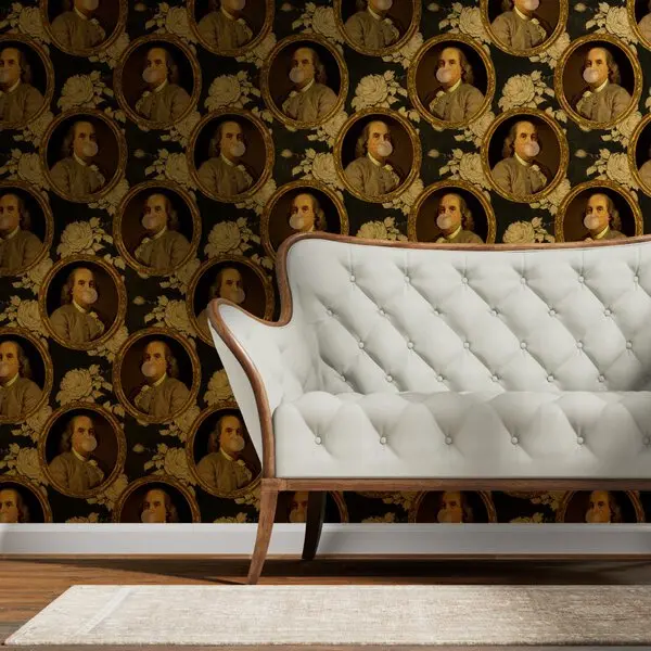 Spoonflower Bubblegum History President Dollar Bill Politics Custom Pre-pasted Wallpaper