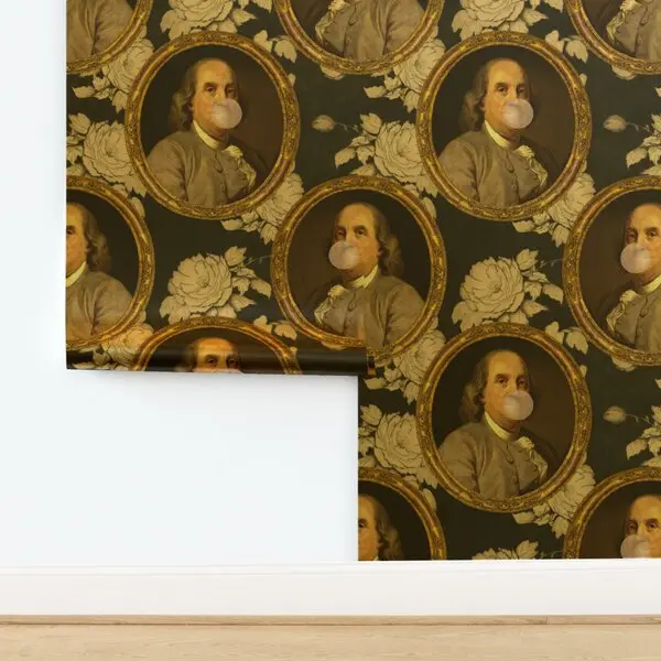 Spoonflower Bubblegum History President Dollar Bill Politics Custom Pre-pasted Wallpaper