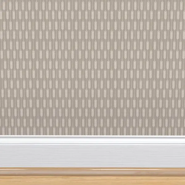 Spoonflower Wheat Stripe In And Cream 100% Natural Sisal Grasscloth Wallcovering - Gray,beige,grey