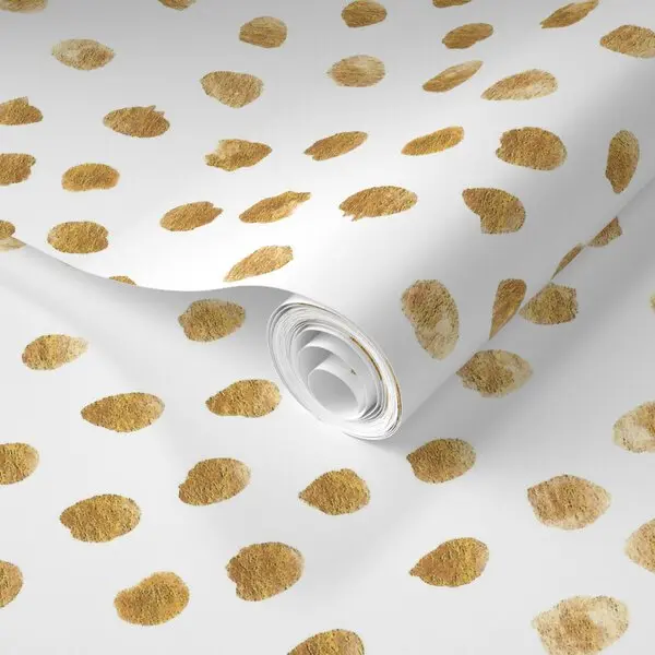 Spoonflower Modern Gold Dots Animal Dashes Shine Traditional Wallpaper - White,brown,gray
