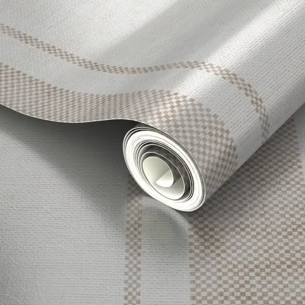 Spoonflower Stripe Modern Geometric Baby Line Decor Nursery Custom Pre-pasted Wallpaper - Tan