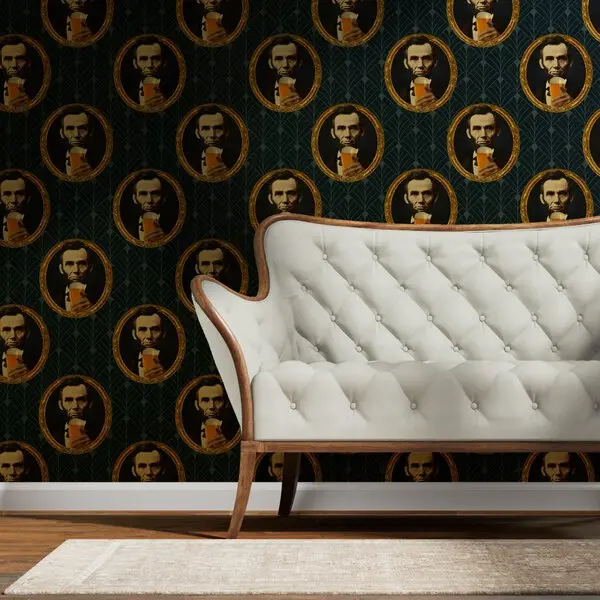 Spoonflower Bubblegum Novelty Print Presidents Beer Washington Custom Pre-pasted Wallpaper