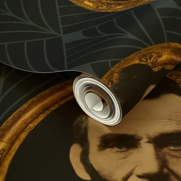Spoonflower Bubblegum Novelty Print Presidents Beer Washington Custom Pre-pasted Wallpaper - Blue