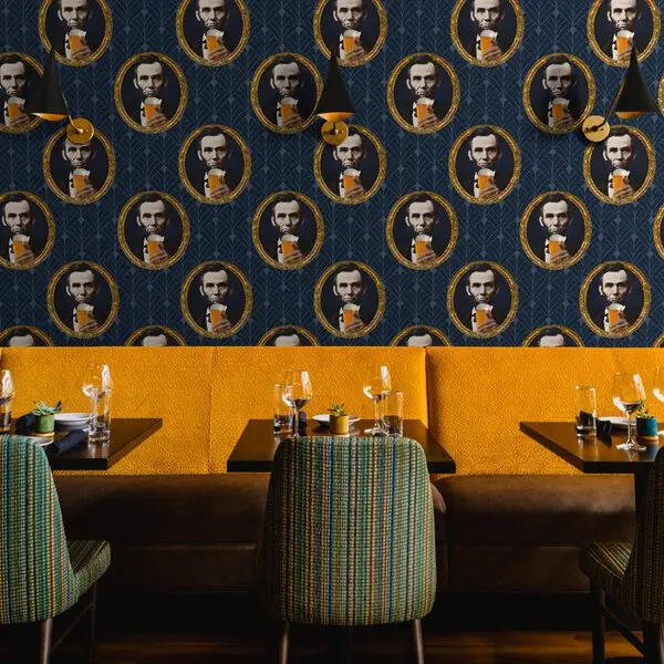 Spoonflower Bubblegum Novelty Print Presidents Beer Washington Custom Pre-pasted Wallpaper