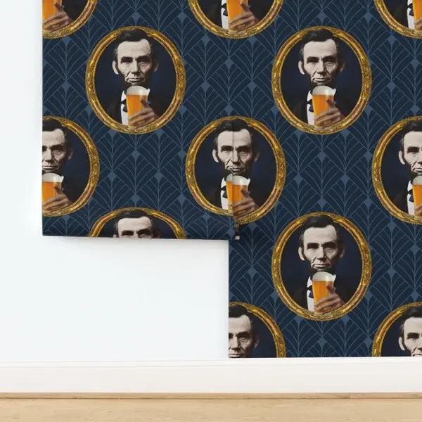 Spoonflower Bubblegum Novelty Print Presidents Beer Washington Custom Pre-pasted Wallpaper