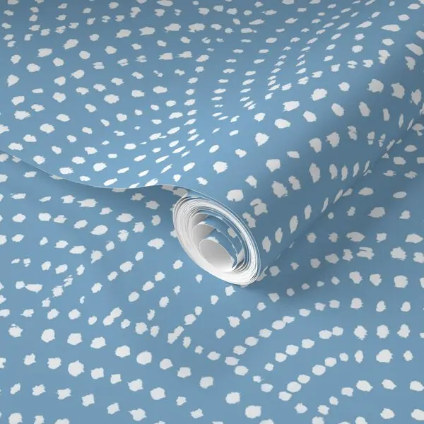 Spoonflower Blue Grey Geometric Japan Dot Dots Custom Pre-pasted Wallpaper - Blue,gray