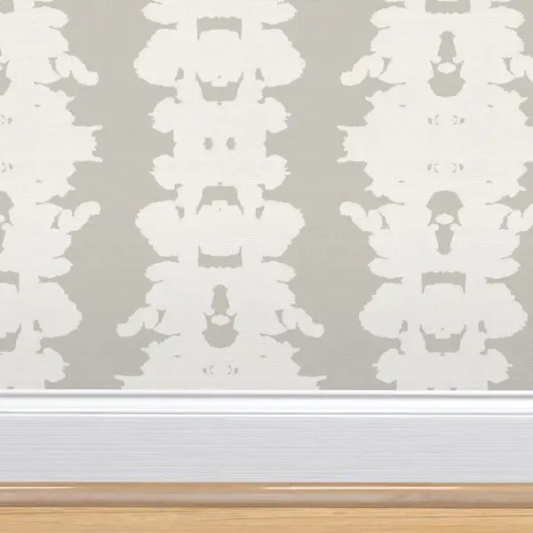 Spoonflower White On Grey Double Inkblot 100% Natural Sisal Grasscloth Wallcovering