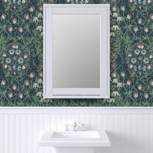 Spoonflower William Morris Hollyhock And Sweet Pea Custom Pre-pasted Wallpaper