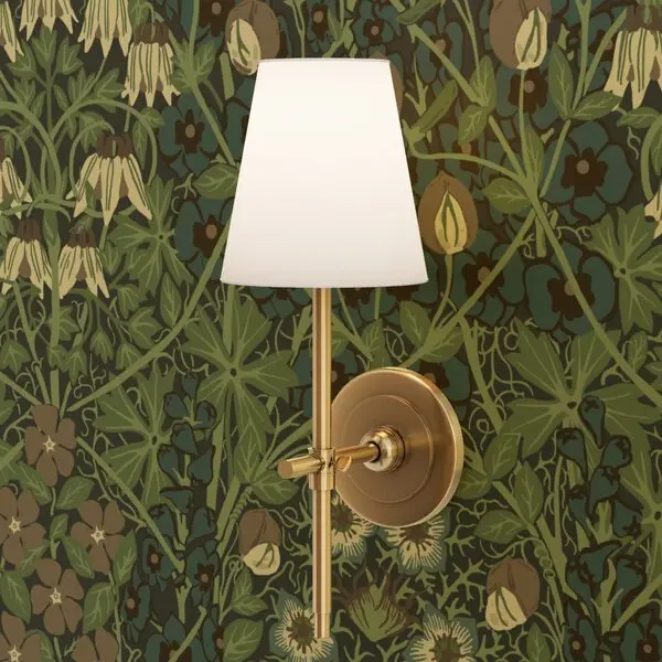 Spoonflower William Morris Hollyhock And Sweet Pea Custom Pre-pasted Wallpaper - Blue