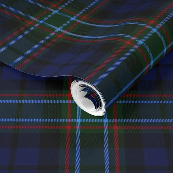 Spoonflower Macrae Rae Mccray Tartan Plaid Scottish Custom Removable Wallpaper - Black,blue,brown