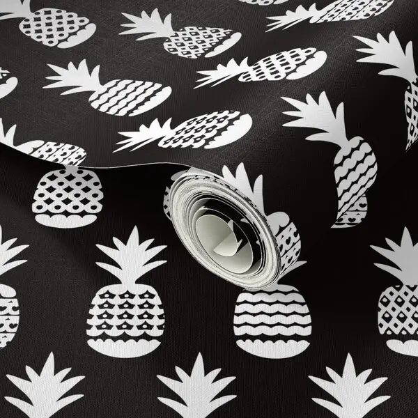 Spoonflower Black And White Modern Spring Style Summer Beach Custom Pre-pasted Wallpaper - Black,white,gray