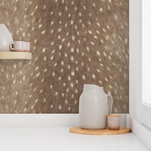 Spoonflower Soft Deer Hide Taupe Skin Woodland Traditional Wallpaper
