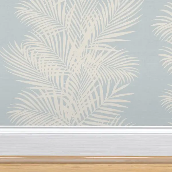 Spoonflower White Stripe Leaf Palm Feathers Tan Neutral 100% Natural Sisal Grasscloth Wallcovering