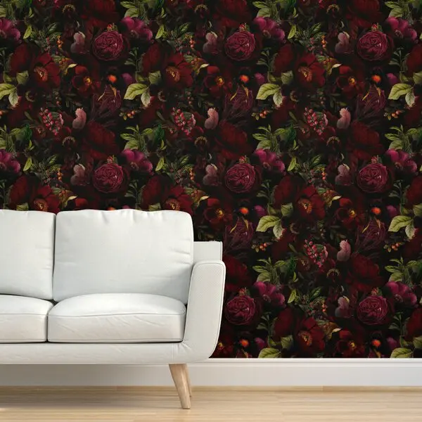 Spoonflower Romantic Classic Flower Home Decor Garden Custom Removable Wallpaper