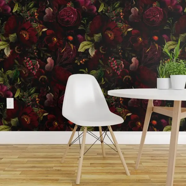 Spoonflower Romantic Classic Flower Home Decor Garden Custom Removable Wallpaper