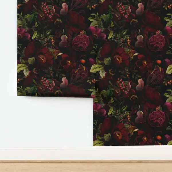 Spoonflower Romantic Classic Flower Home Decor Garden Custom Removable Wallpaper
