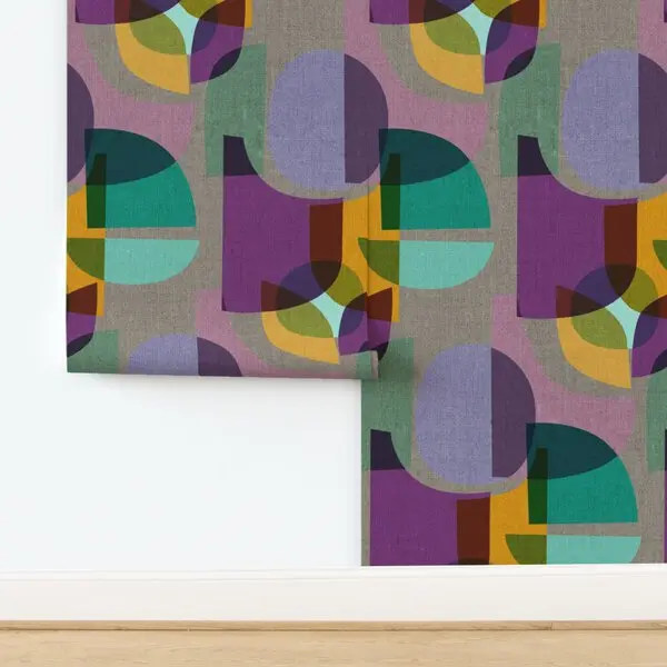 Spoonflower Mid Century Kaleidoscope Symphony Custom Pre-pasted Wallpaper