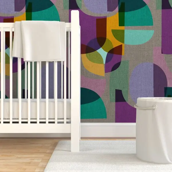 Spoonflower Mid Century Kaleidoscope Symphony Custom Pre-pasted Wallpaper