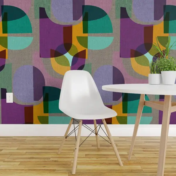 Spoonflower Mid Century Kaleidoscope Symphony Custom Pre-pasted Wallpaper