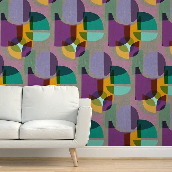 Spoonflower Mid Century Kaleidoscope Symphony Custom Pre-pasted Wallpaper
