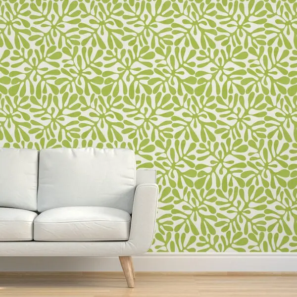 Spoonflower White Lime Block Texture 100% Natural Sisal Grasscloth Wallcovering - Green