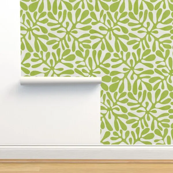 Spoonflower White Lime Block Texture 100% Natural Sisal Grasscloth Wallcovering - Green
