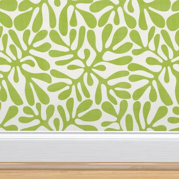 Spoonflower White Lime Block Texture 100% Natural Sisal Grasscloth Wallcovering - Green