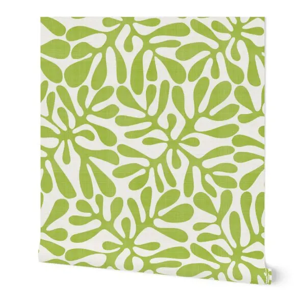 Spoonflower White Lime Block Texture 100% Natural Sisal Grasscloth Wallcovering - Green