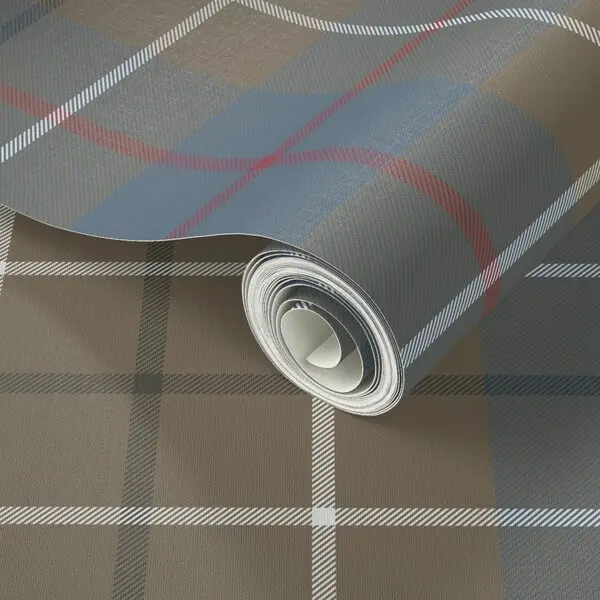 Spoonflower Tartan Scottish Muted Faded Ancient Weathered Traditional Wallpaper - Gray