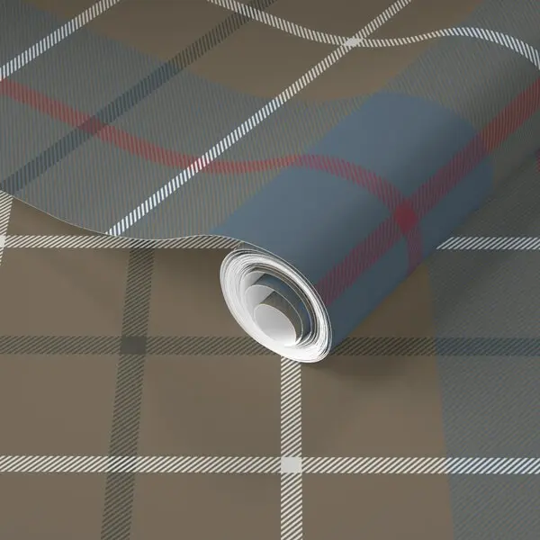 Spoonflower Tartan Scottish Muted Faded Ancient Weathered Traditional Wallpaper - Gray