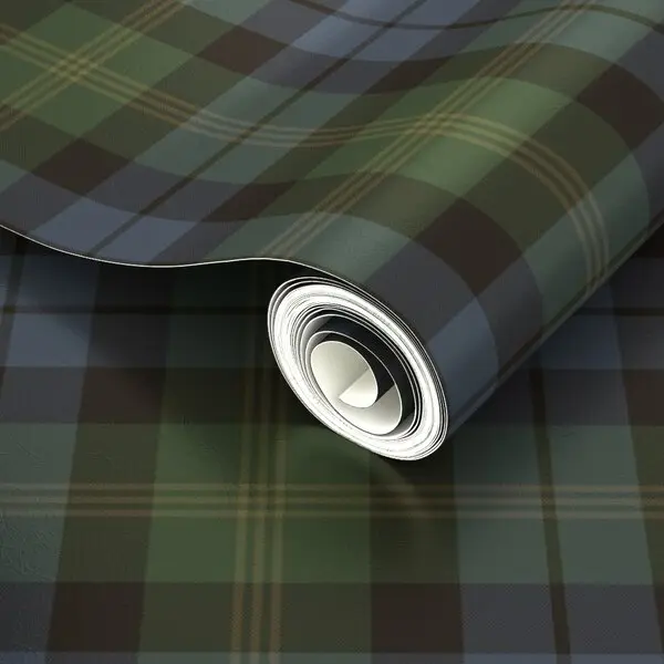 Spoonflower Black Green Blue Yellow Plaid Grey Tartan Custom Removable Wallpaper - Green,blue,gray