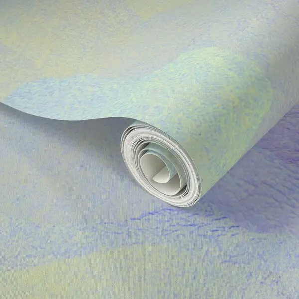 Spoonflower Soft Blue Violet Green Abstract Romantic Custom Pre-pasted Wallpaper - Green,blue,gray