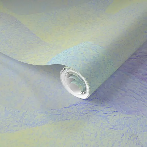 Spoonflower Soft Blue Violet Green Abstract Romantic Custom Pre-pasted Wallpaper - Green,blue,gray