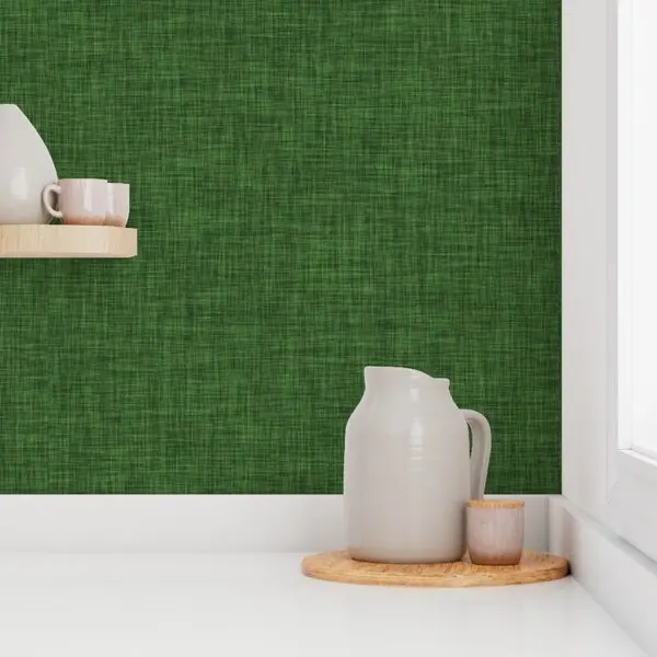Spoonflower Linen Custom Pre-pasted Wallpaper - Green