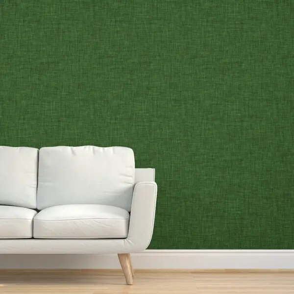 Spoonflower Linen Custom Pre-pasted Wallpaper - Green