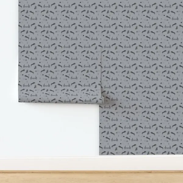 Spoonflower Animals Horses Equestrian Eventing Jumping Horse Custom Pre-pasted Wallpaper - Gray