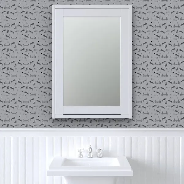 Spoonflower Animals Horses Equestrian Eventing Jumping Horse Custom Pre-pasted Wallpaper - Gray