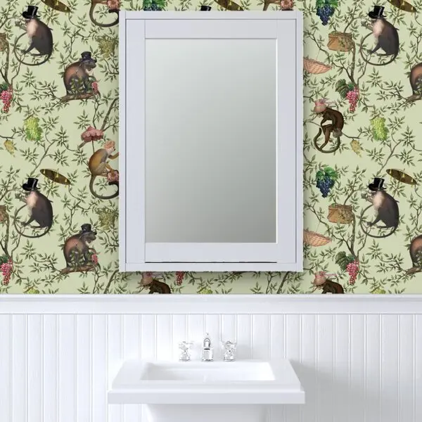 Spoonflower Chinoiserie Vintage Flowers Victorian Animals Custom Pre-pasted Wallpaper
