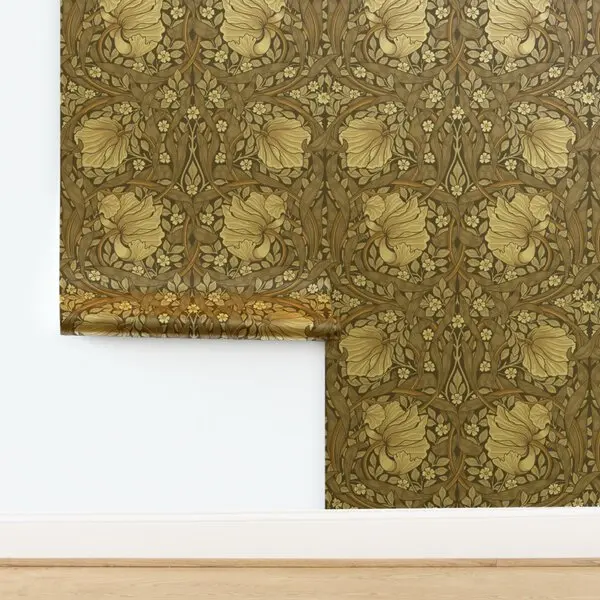Spoonflower Bestselling Popular Williammorris Antiquefloral Custom Pre-pasted Wallpaper