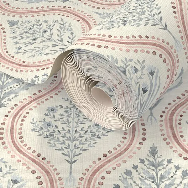 Spoonflower Monticello Garrison And Blue 100% Natural Sisal Grasscloth Wallcovering - Red